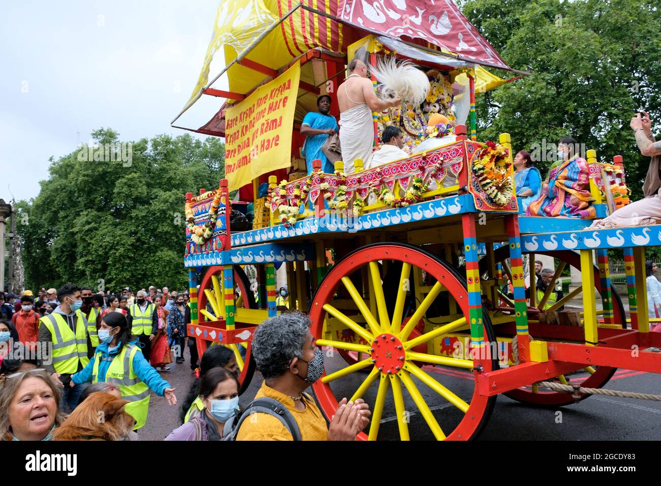 London, UK. 8th August 2021. The London Rathayatra 2021, the Hare ...