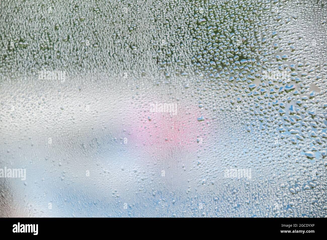 water droplets on glass window see to outside Stock Photo - Alamy