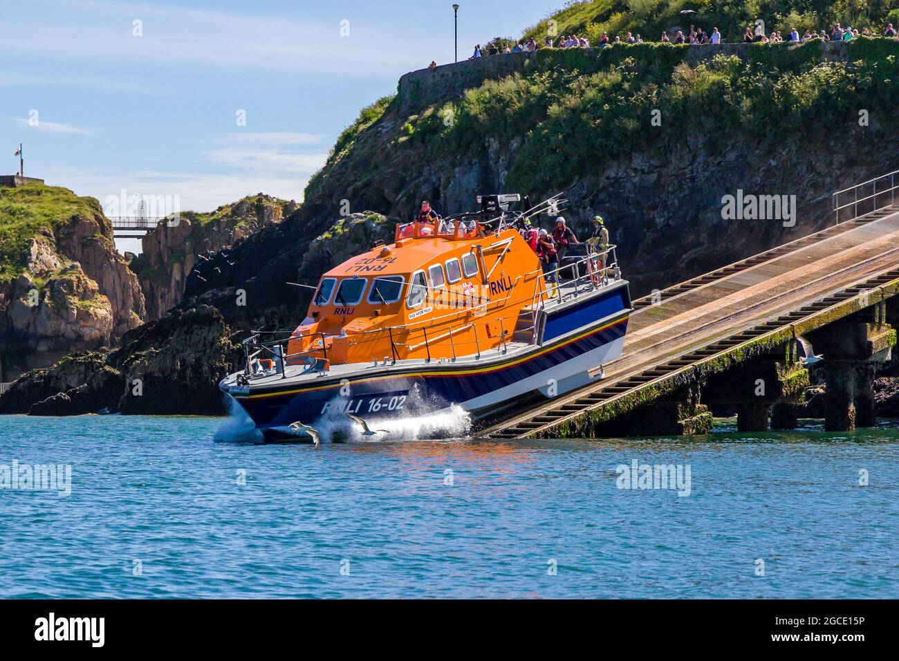 TENBY, WALES - JUNE 15 2021: The RNLI Tamar class offshore lifeboat ...