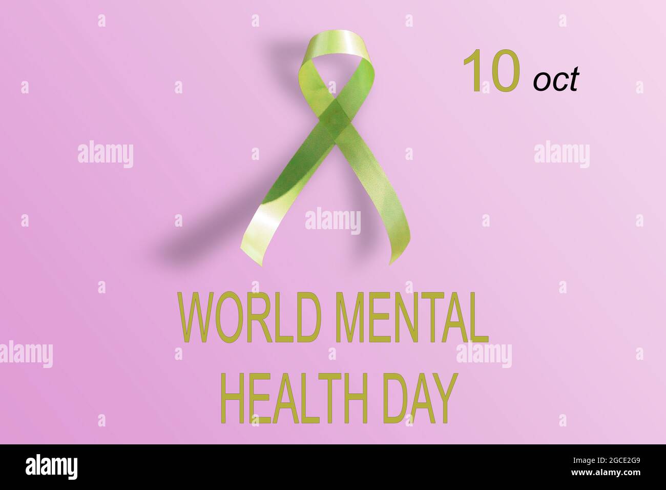 Green Ribbon, world Mental health day Stock Photo - Alamy