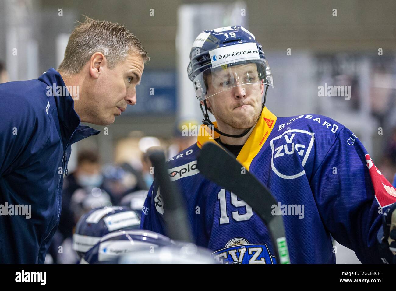 Head Coach Dan Tangnes (EV Zug) and his new signing Niklas Hansson # 19 ...