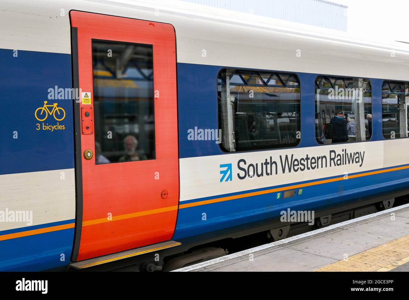 Weymouth, Dorset, England - July 2021: Side view of a carriage on a ...