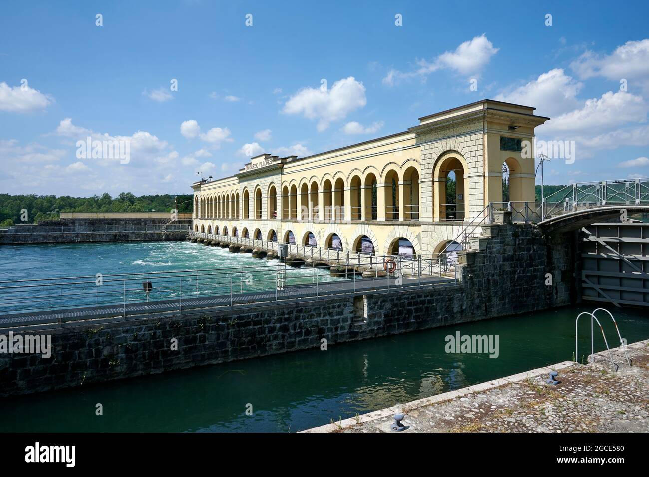 Somma Lombardo (Va) , Italy, the dam of Panperduto on the Villoresi ...
