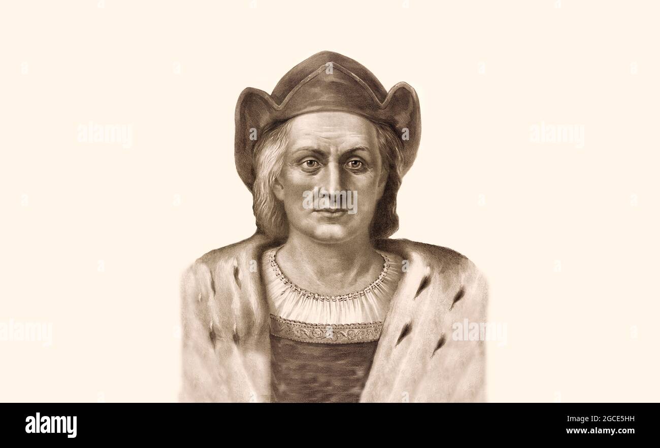 Christopher Columbus, 1451 - 1506, Italian navigator, digitally ...