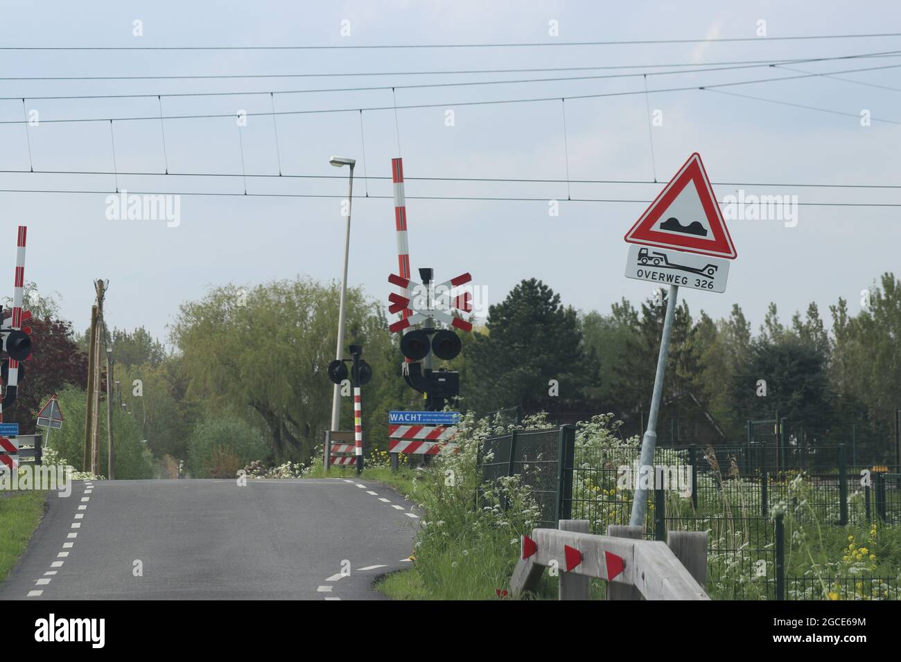 Railroad crossing at sea level in the Zuidplaspolder as lowest area in ...