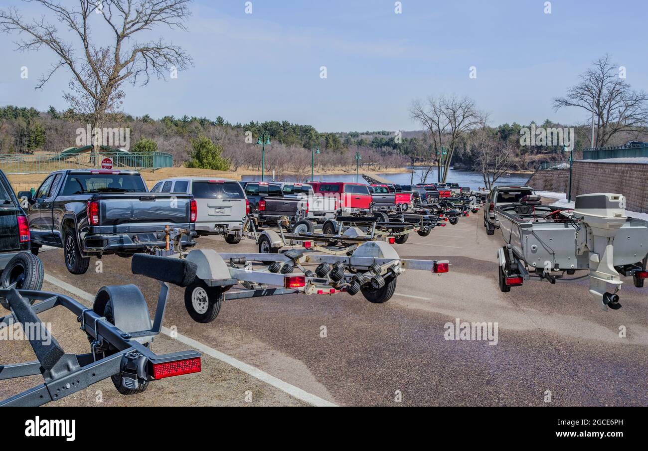 Boating Season Begins: Patches of melting snow remain at a crowded boat ...