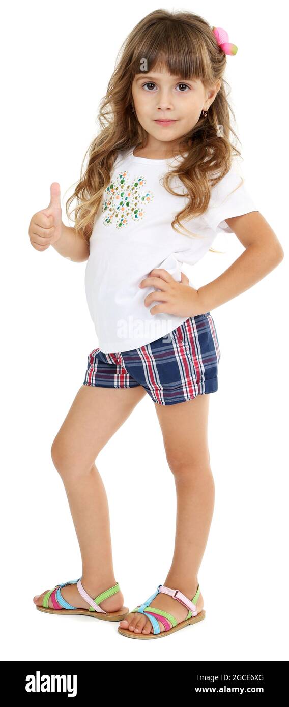 Little girl posing isolated on white Stock Photo - Alamy
