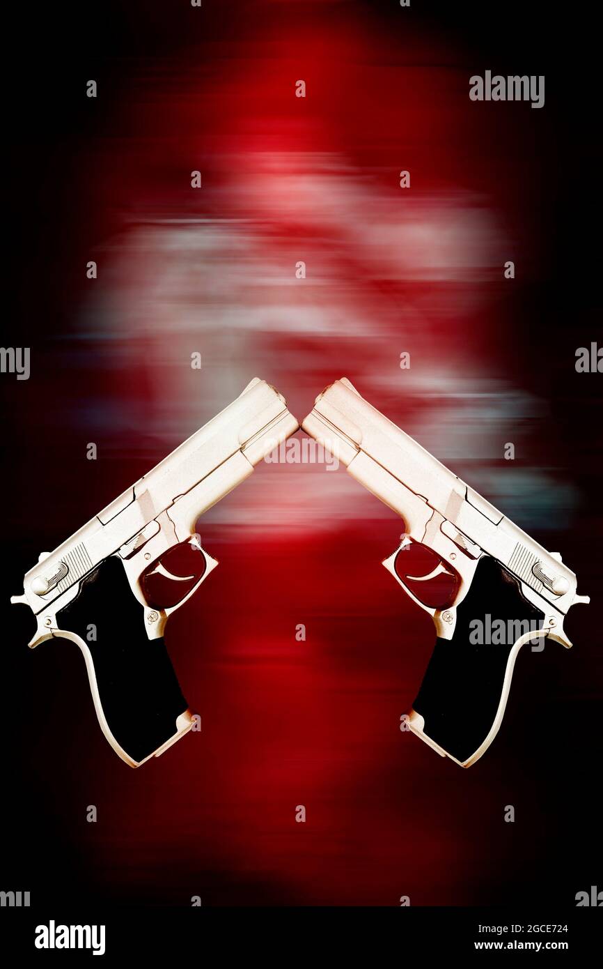 two guns facing each other, composite Stock Photo - Alamy