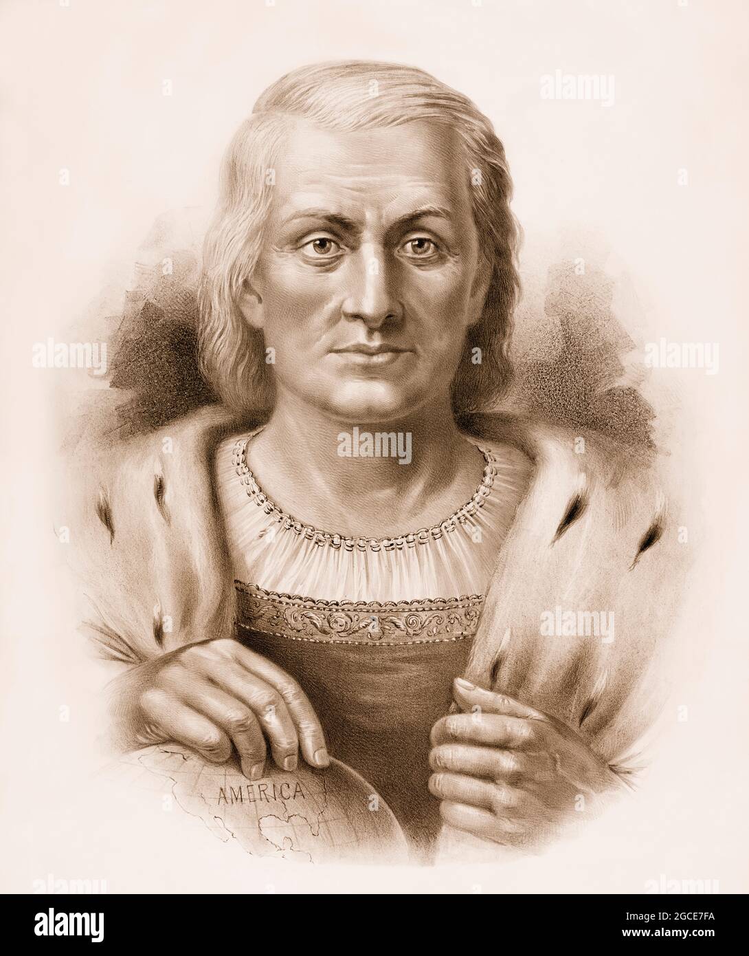 Christopher Columbus, 1451 - 1506, Italian navigator, digitally ...