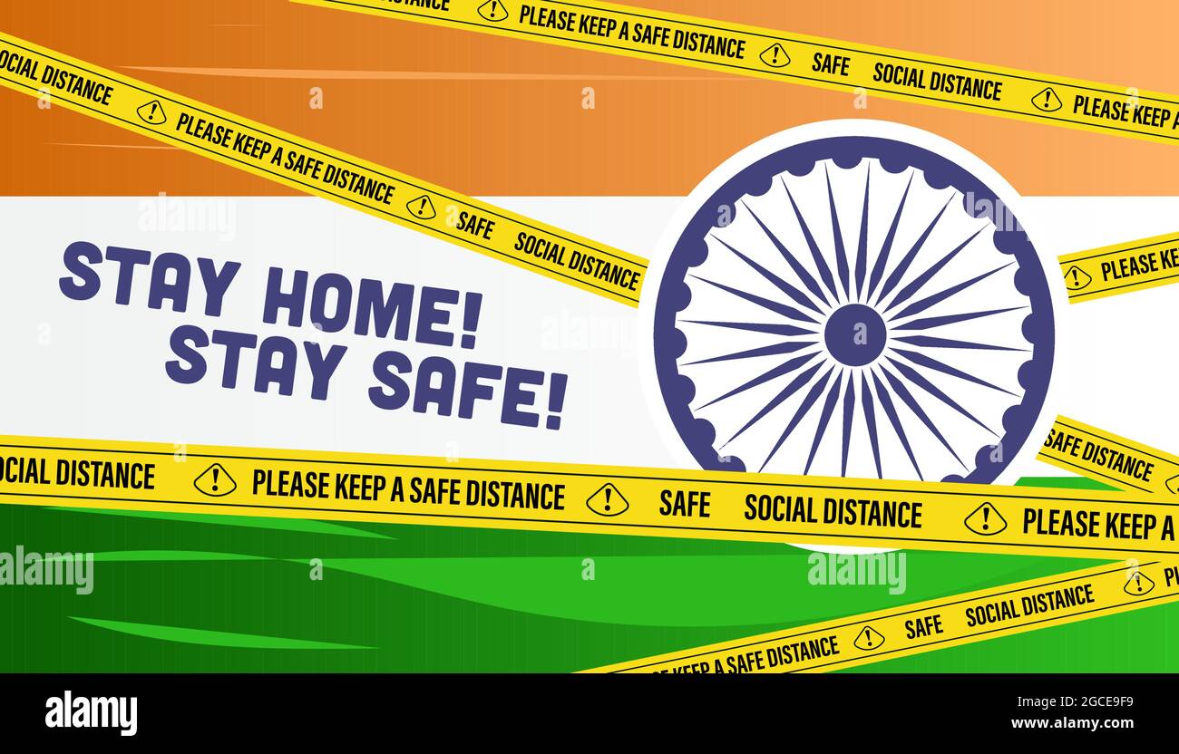 happy independence day India. stay home, stay safe covid-19 concept ...