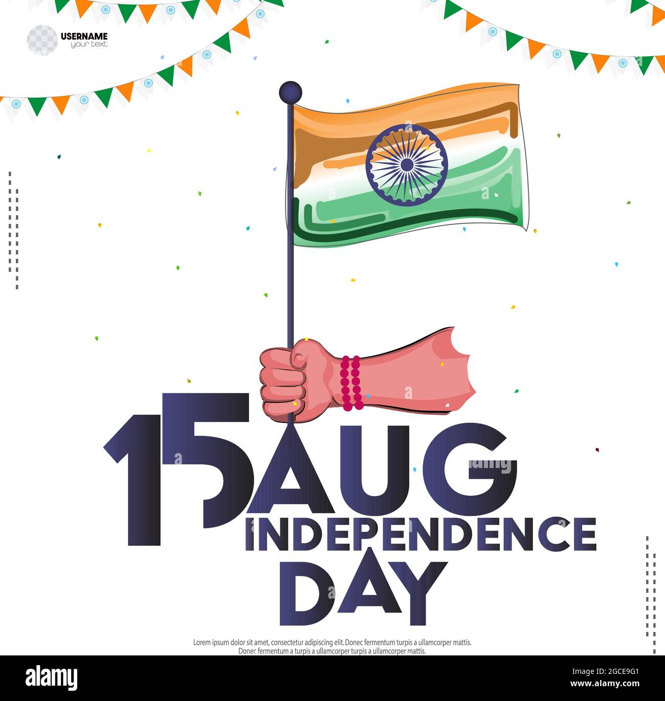 Indian Happy Independence Day celebrations with text 15 August Stock ...