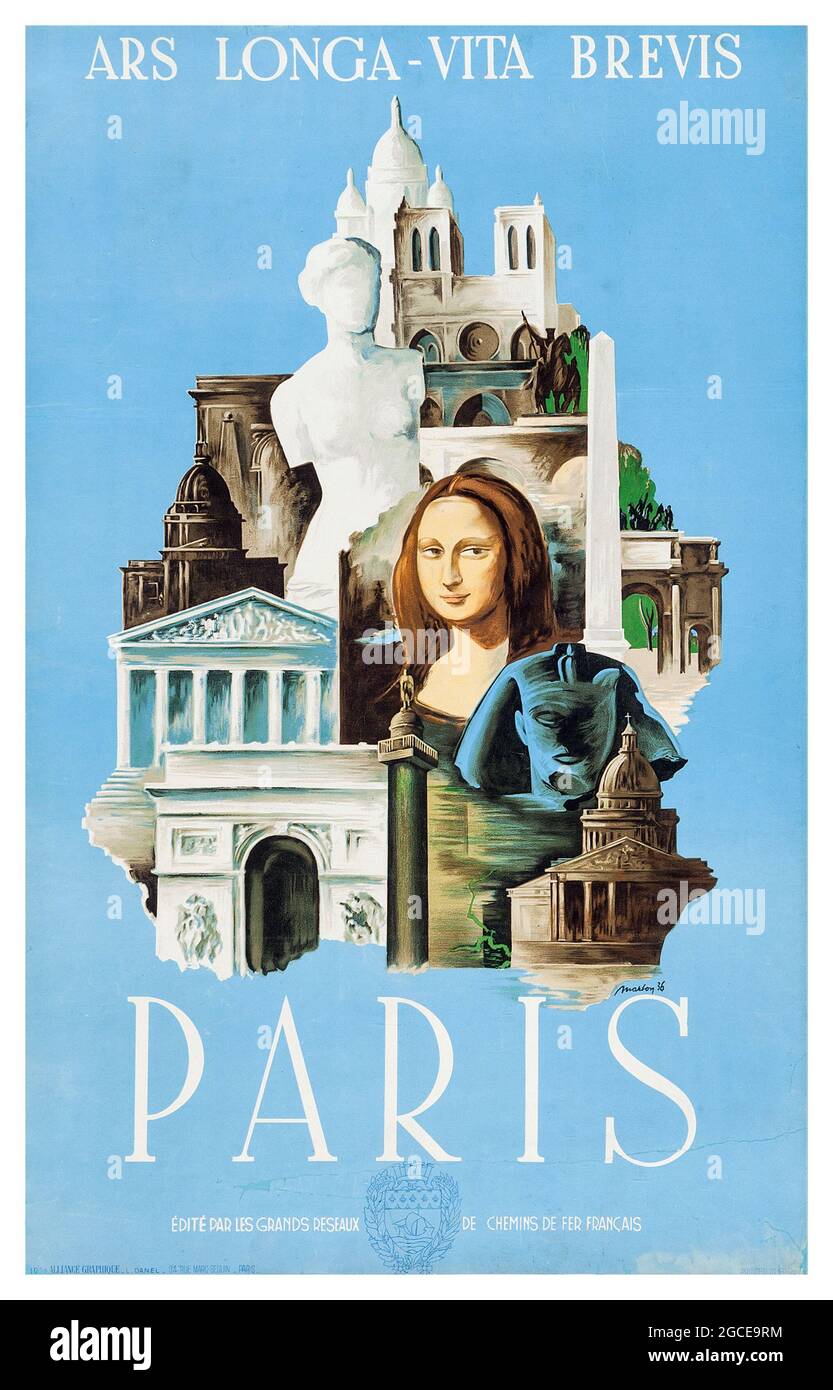 Paris / France. Advertisement and travel poster. Retro advertisement ...