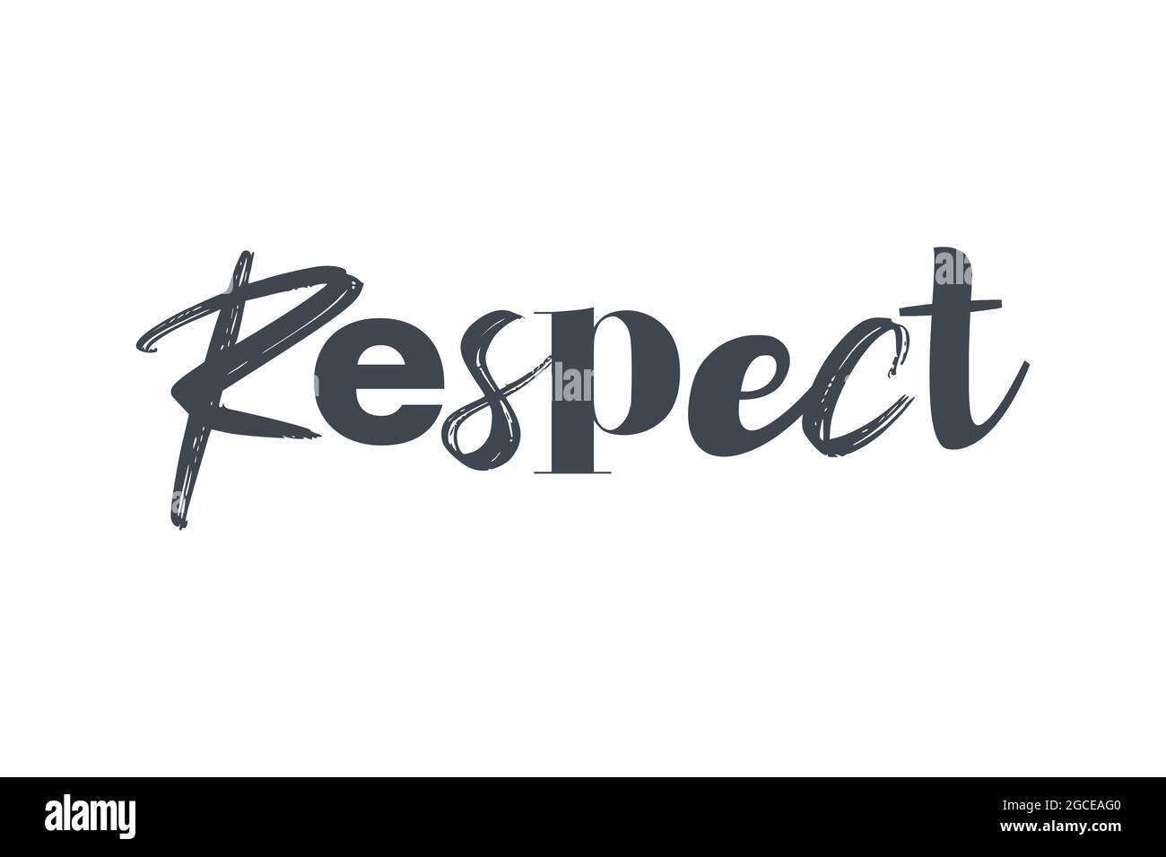 Modern, playful, bold typographic graphic design of a word "Respect" in ...