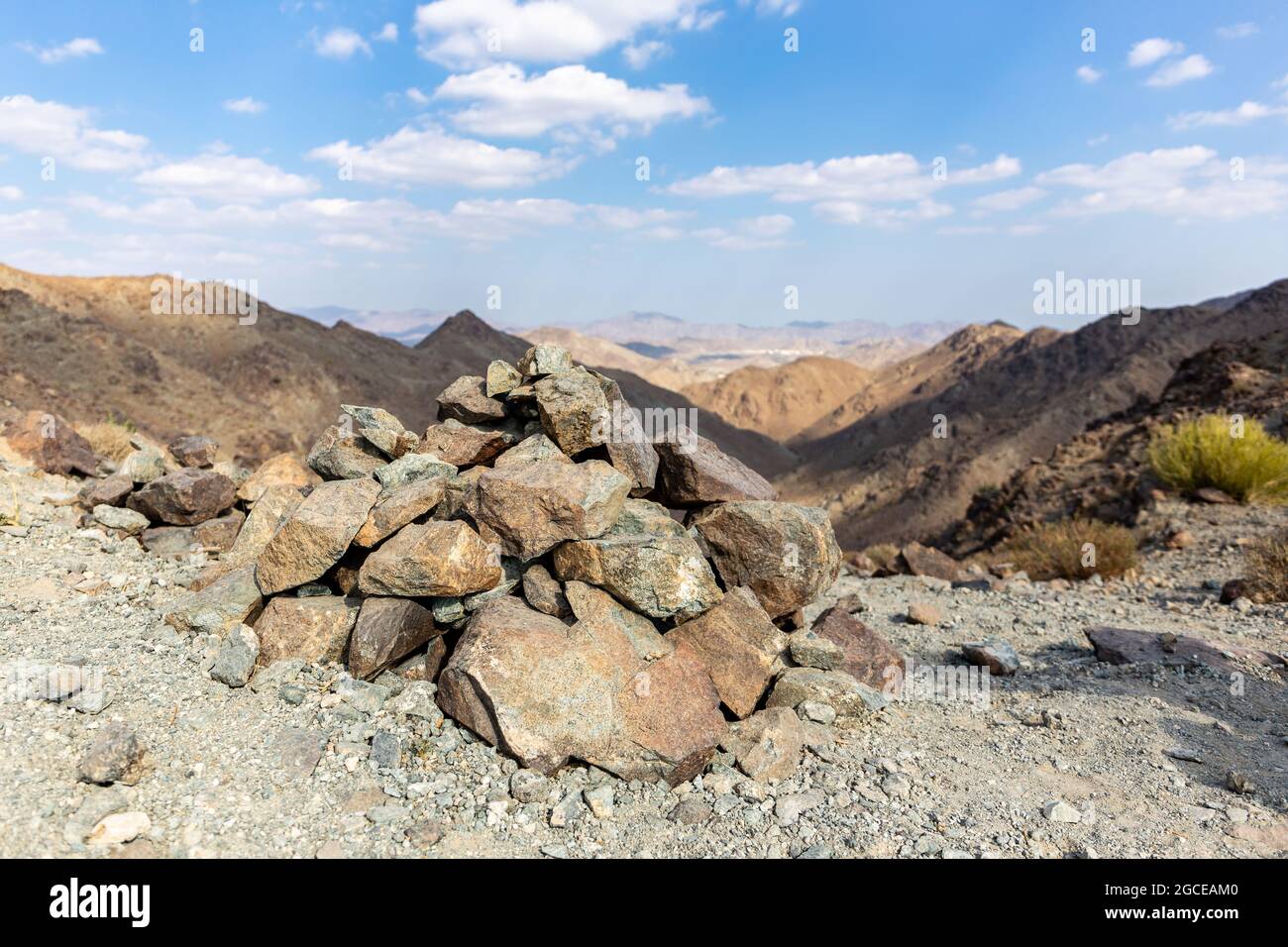 Cairn, human-made pile (or stack) of stones, marking mountain top in ...
