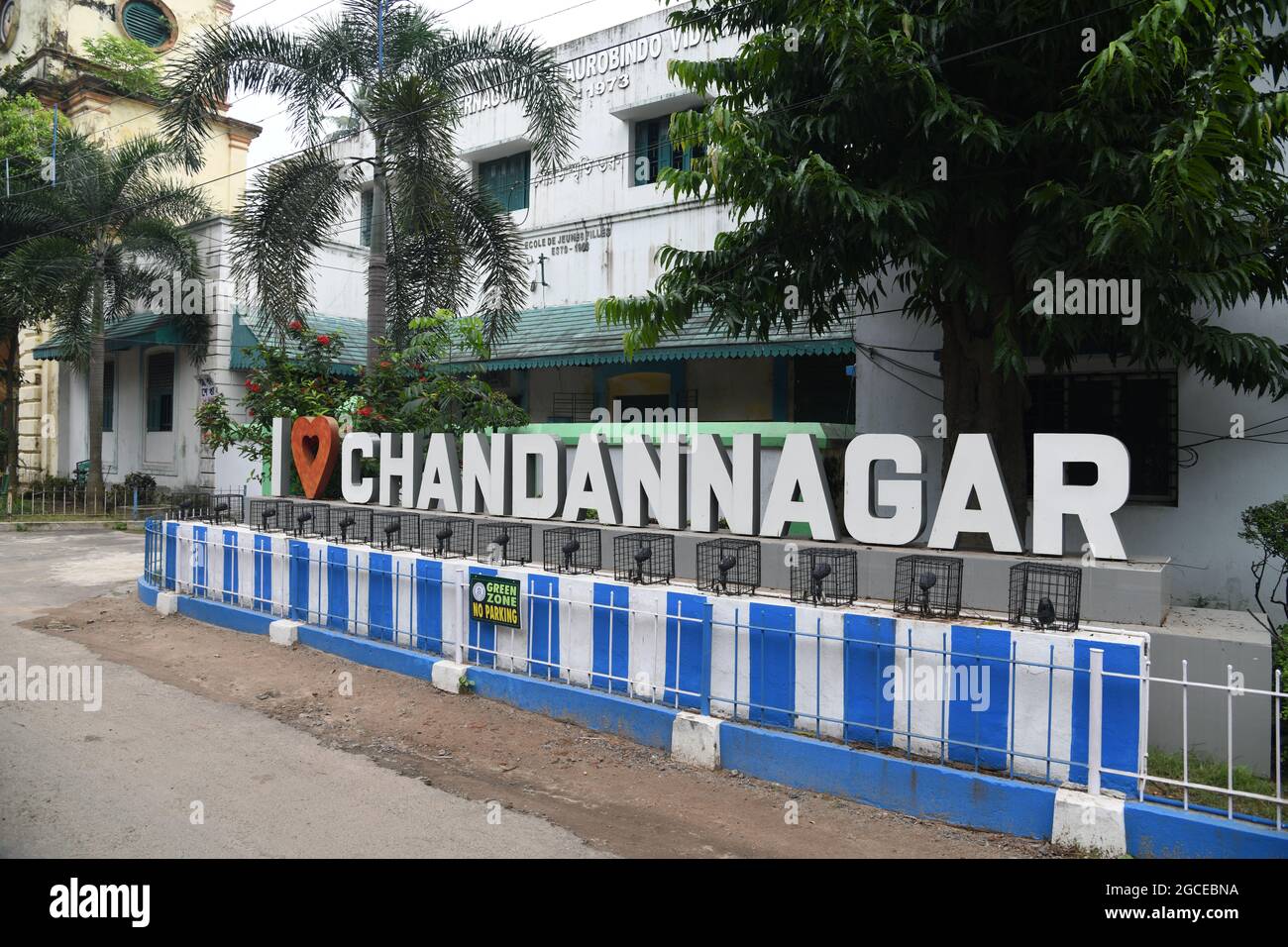 I Love Chandannagar signage. Strand road; Chandannagar; Hooghly; West ...