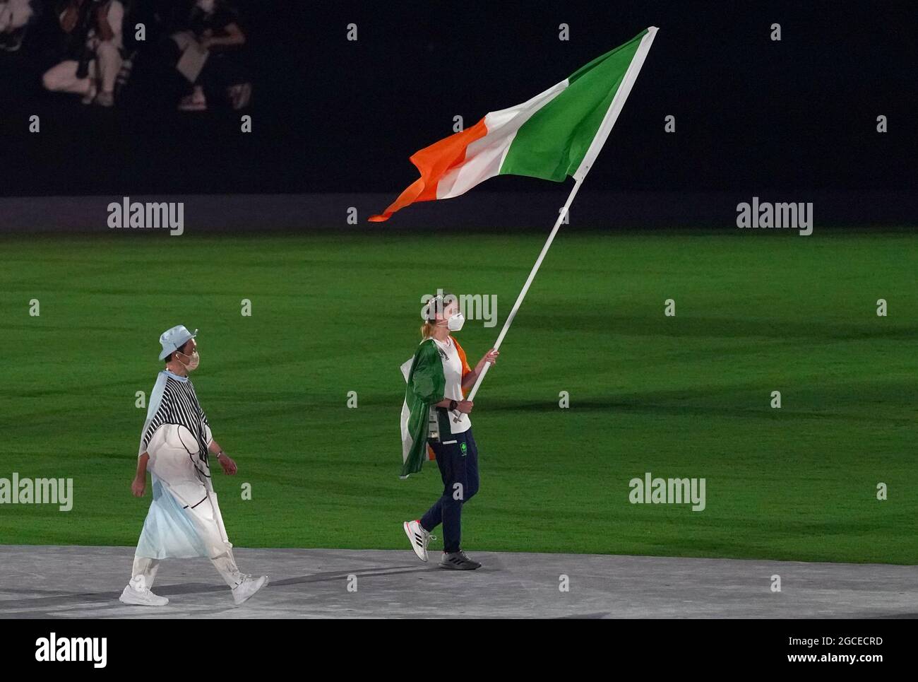 Ireland's Natalya Coyle with the tricolour flag during the closing ...