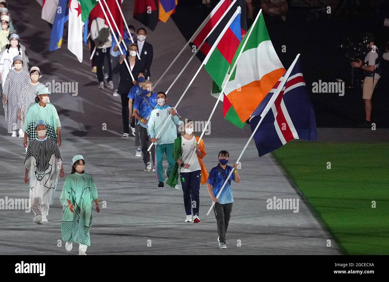 Ireland's Natalya Coyle with the tricolour flag during the closing ...