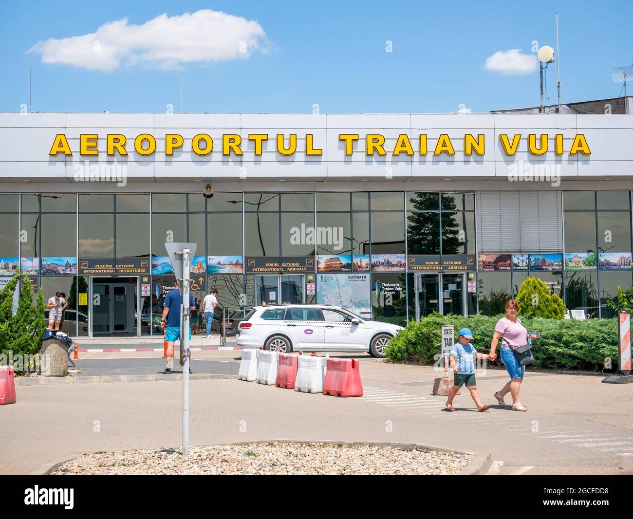 Timisoara, Romania - 06.19.2021: The entrance with arrivals and ...