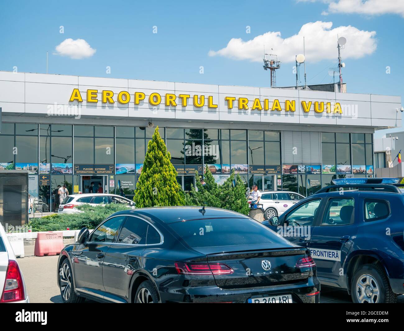 Timisoara, Romania - 06.19.2021: The entrance with arrivals and ...