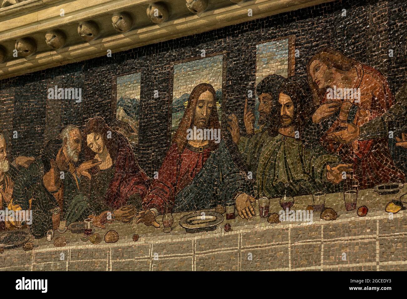 Last Supper mosaic reredos, St. Nicholas Church, Heythrop, Oxfordshire ...