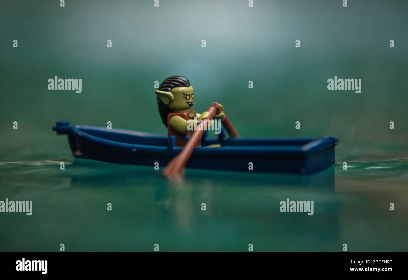 Lego hobbit minifigure orc on the boat Stock Photo - Alamy