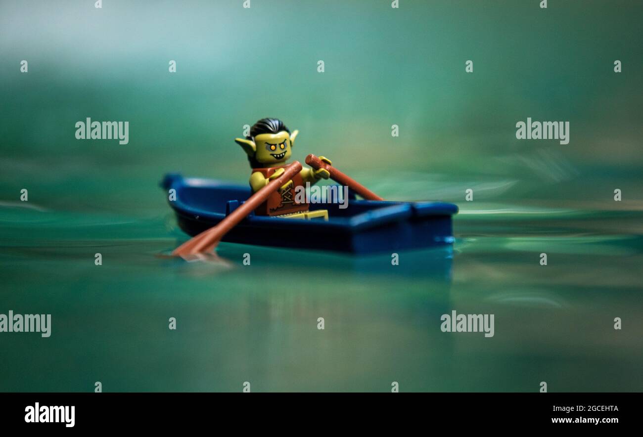 Lego hobbit minifigure orc on the boat Stock Photo - Alamy