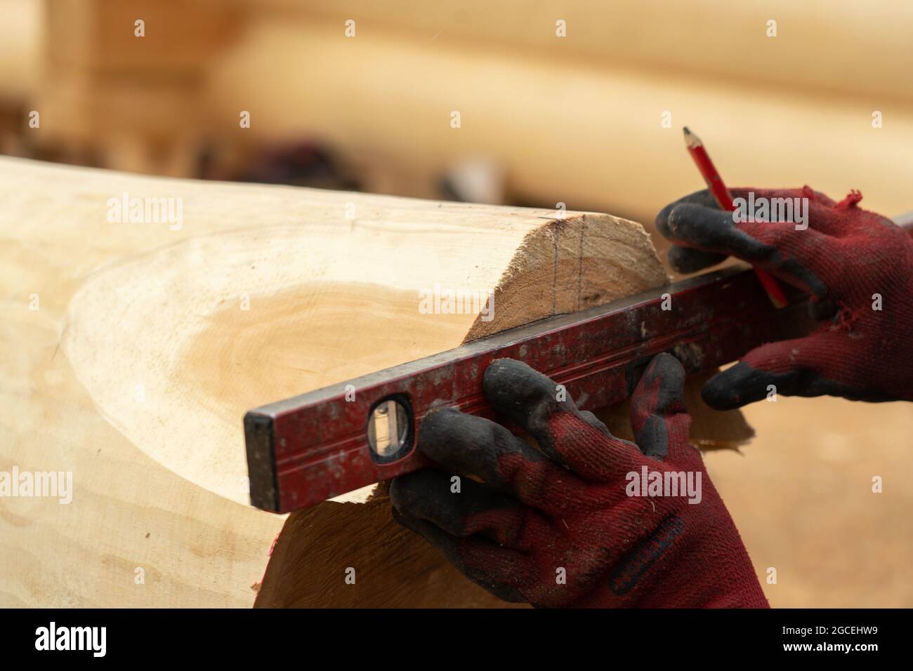 Build a house from logs. Preparation of logs for the assembly of the ...