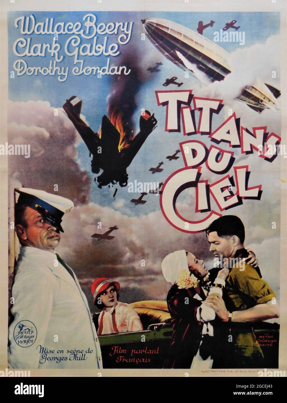 Belgian Poster for WALLACE BEERY DOROTHY JORDAN MARIE PREVOST and CLARK GABLE in HELL DIVERS ...