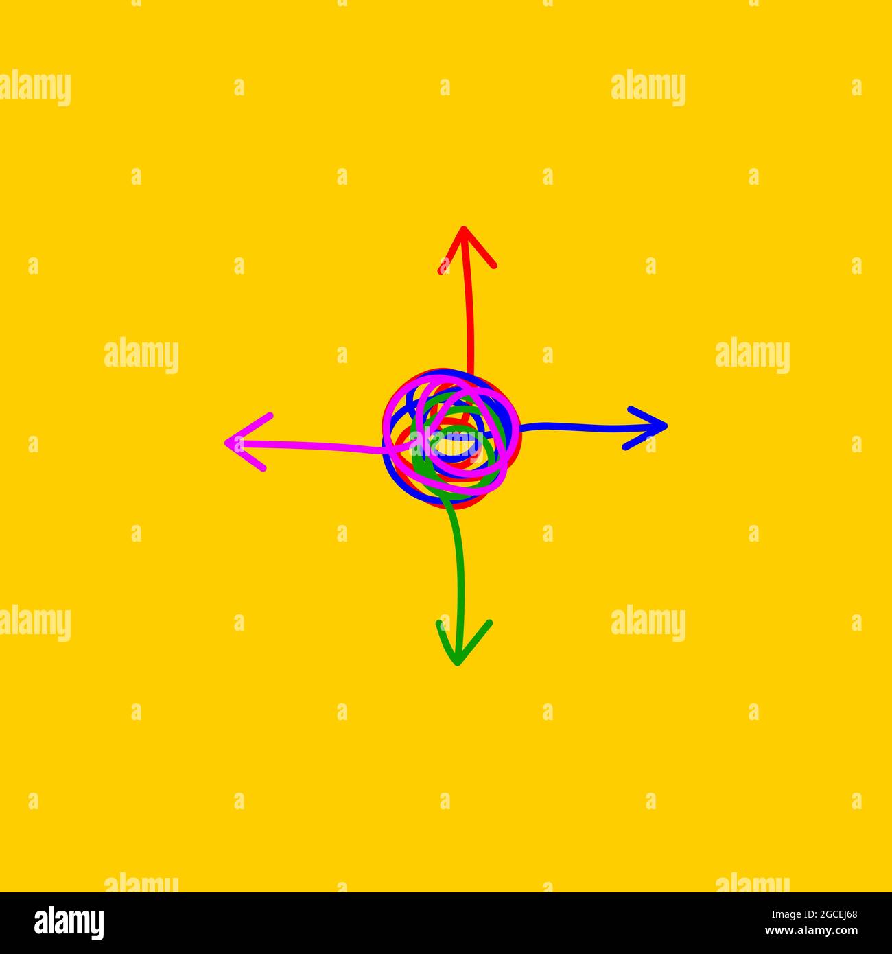 Four arrows in opposite directions. Conflict icon. Left and right, up ...