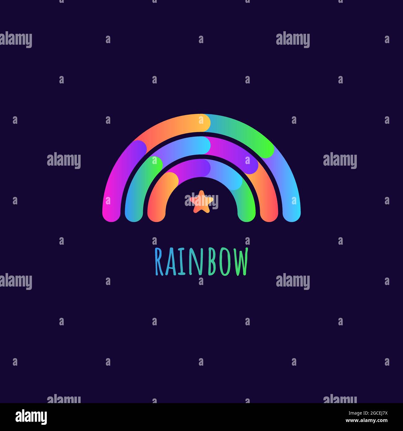 Rainbow geometric isolated symbol. Rainbow and star abstract logo ...
