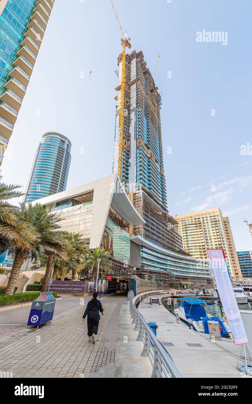 21 February 2021, Dubai, UAE: construction of a skyscraper in Dubai and ...