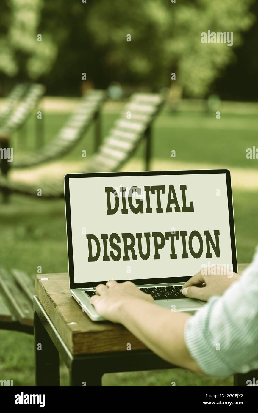 Sign displaying Digital Disruption. Word Written on transformation ...