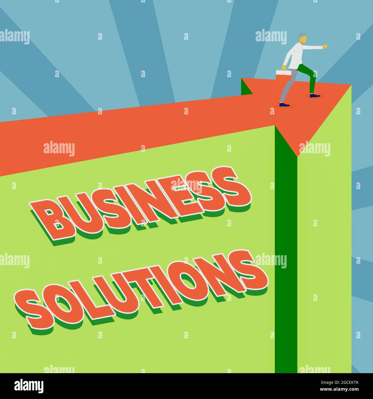 Conceptual caption Business Solutions. Business overview ideas used to ...
