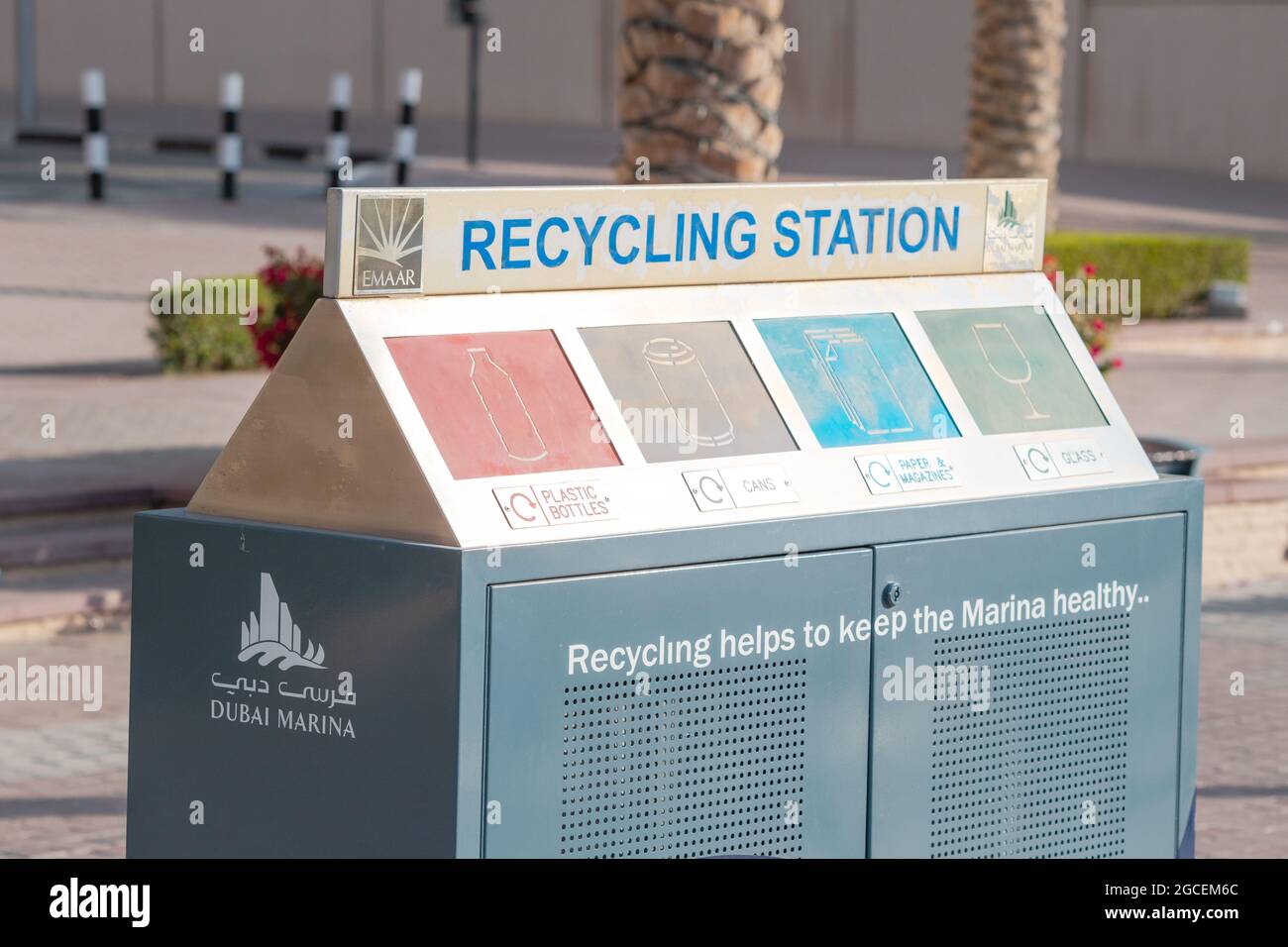 21 February 2021, Dubai, UAE: Marina garbage and trash recycling ...