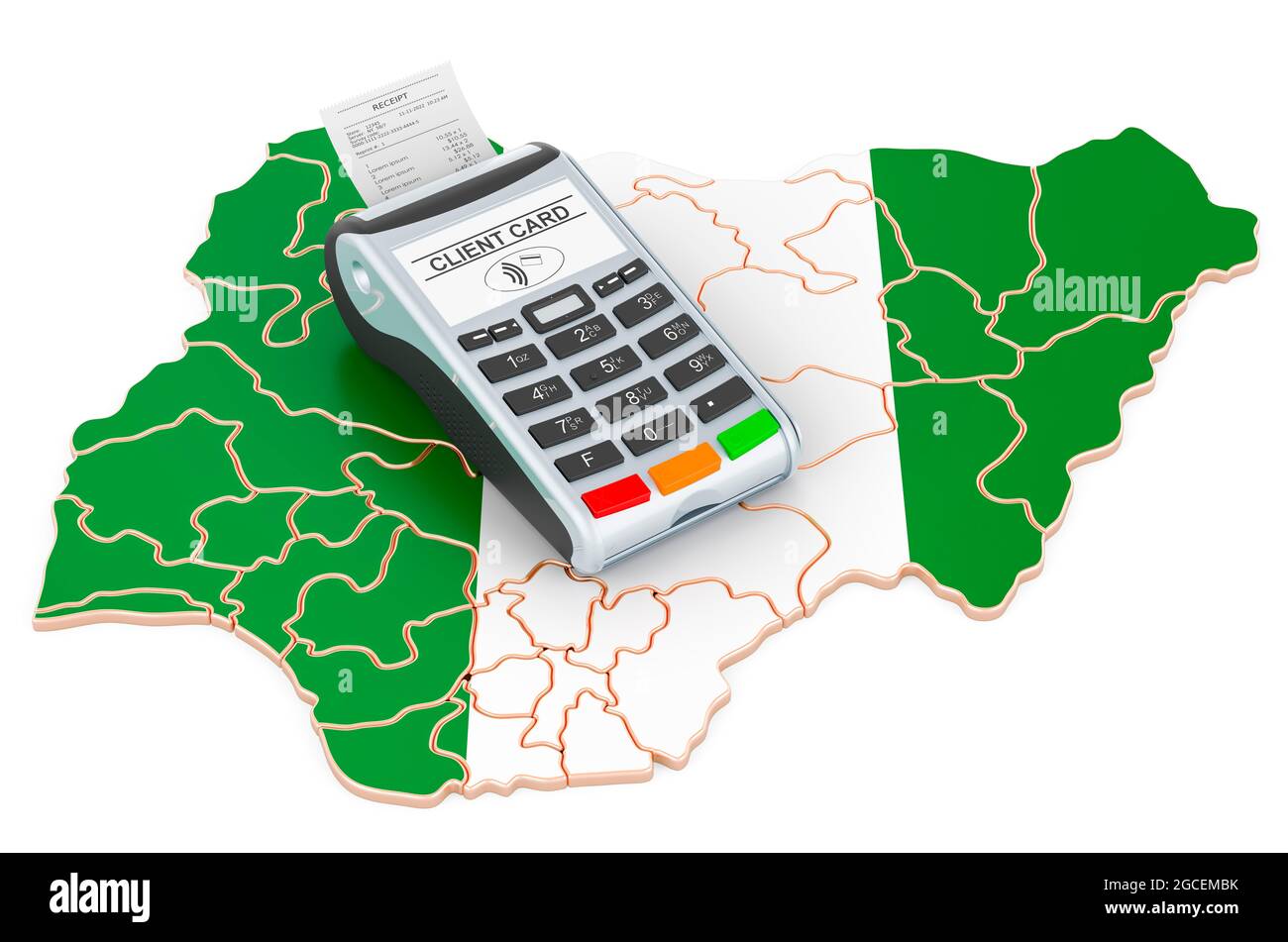 Nigerian map with POS terminal. Cashless payments in Nigeria concept ...