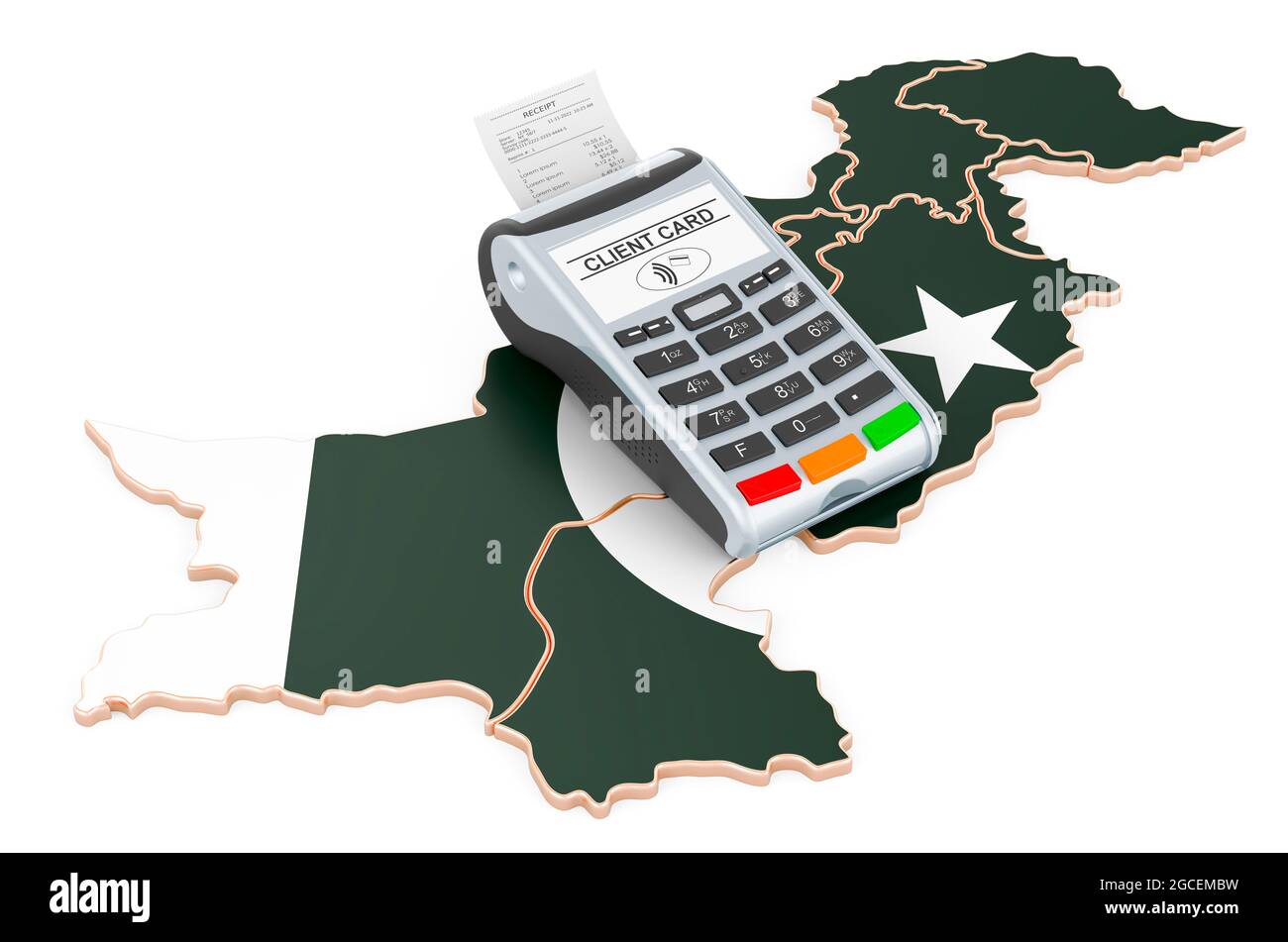 Pakistani map with POS terminal. Cashless payments in Pakistan concept ...