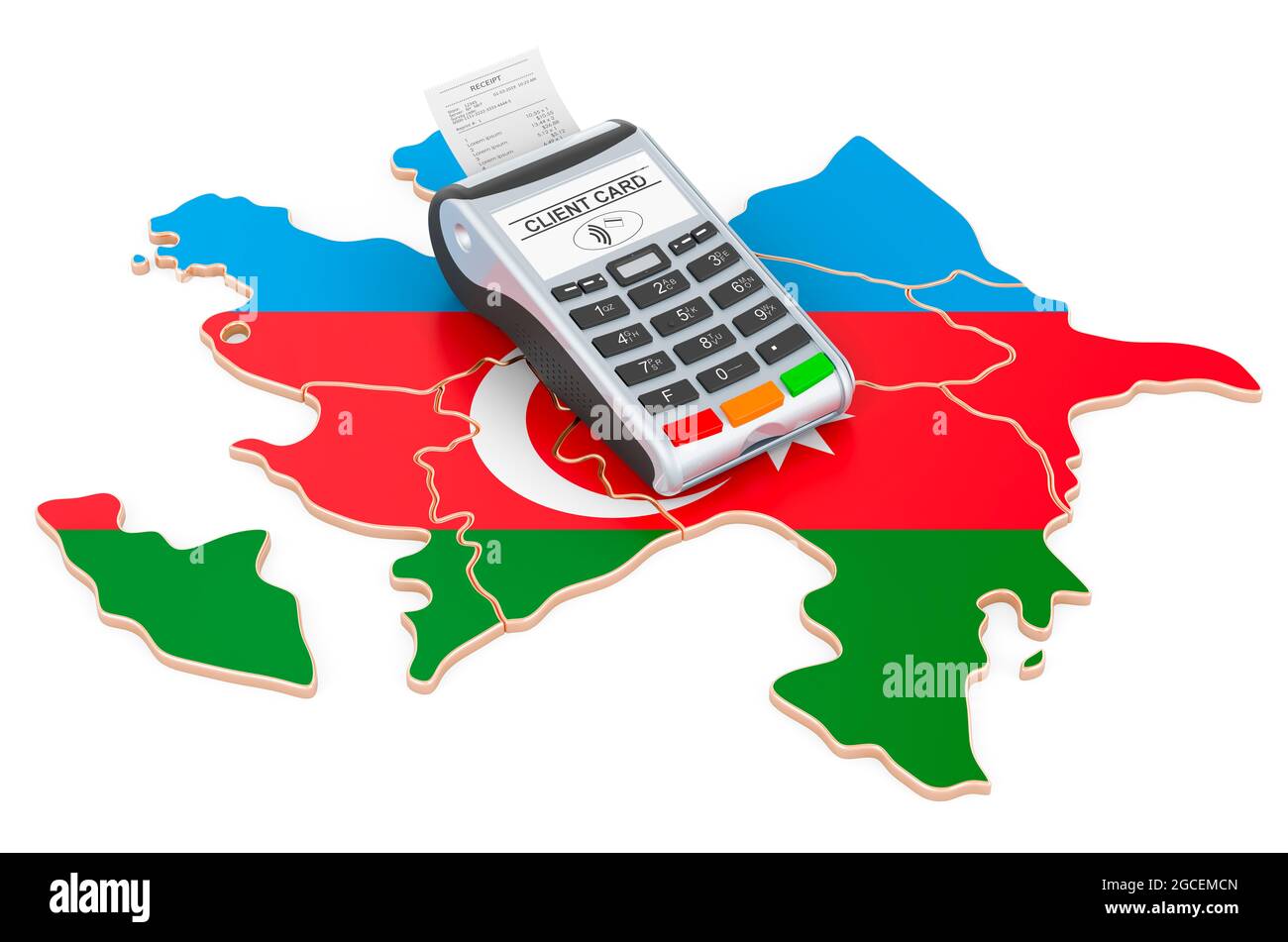 Azerbaijani map with POS terminal. Cashless payments in Azerbaijan ...