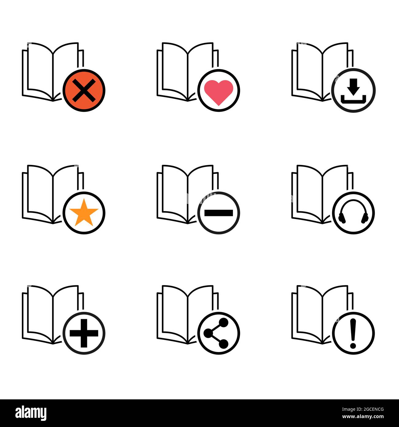 Set of book icon, open education textbook, library vector illustration ...