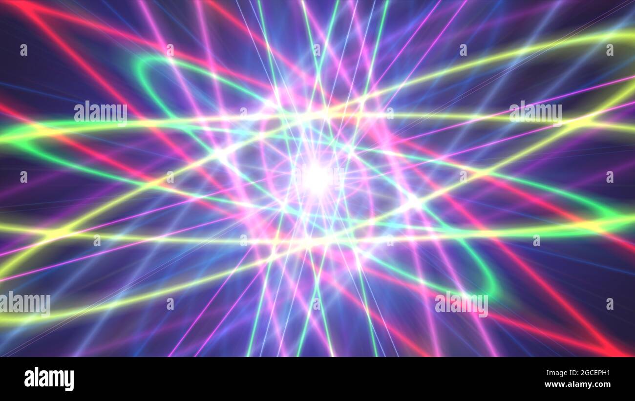Glowing atom structure with light laser ring Stock Photo - Alamy
