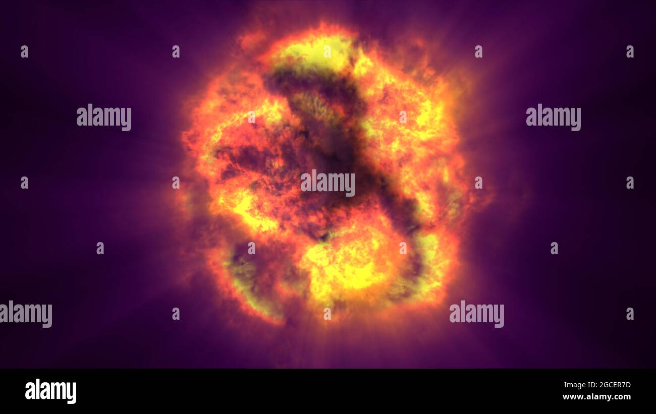 fire flame ball explosion in space, abstract illustration Stock Photo ...