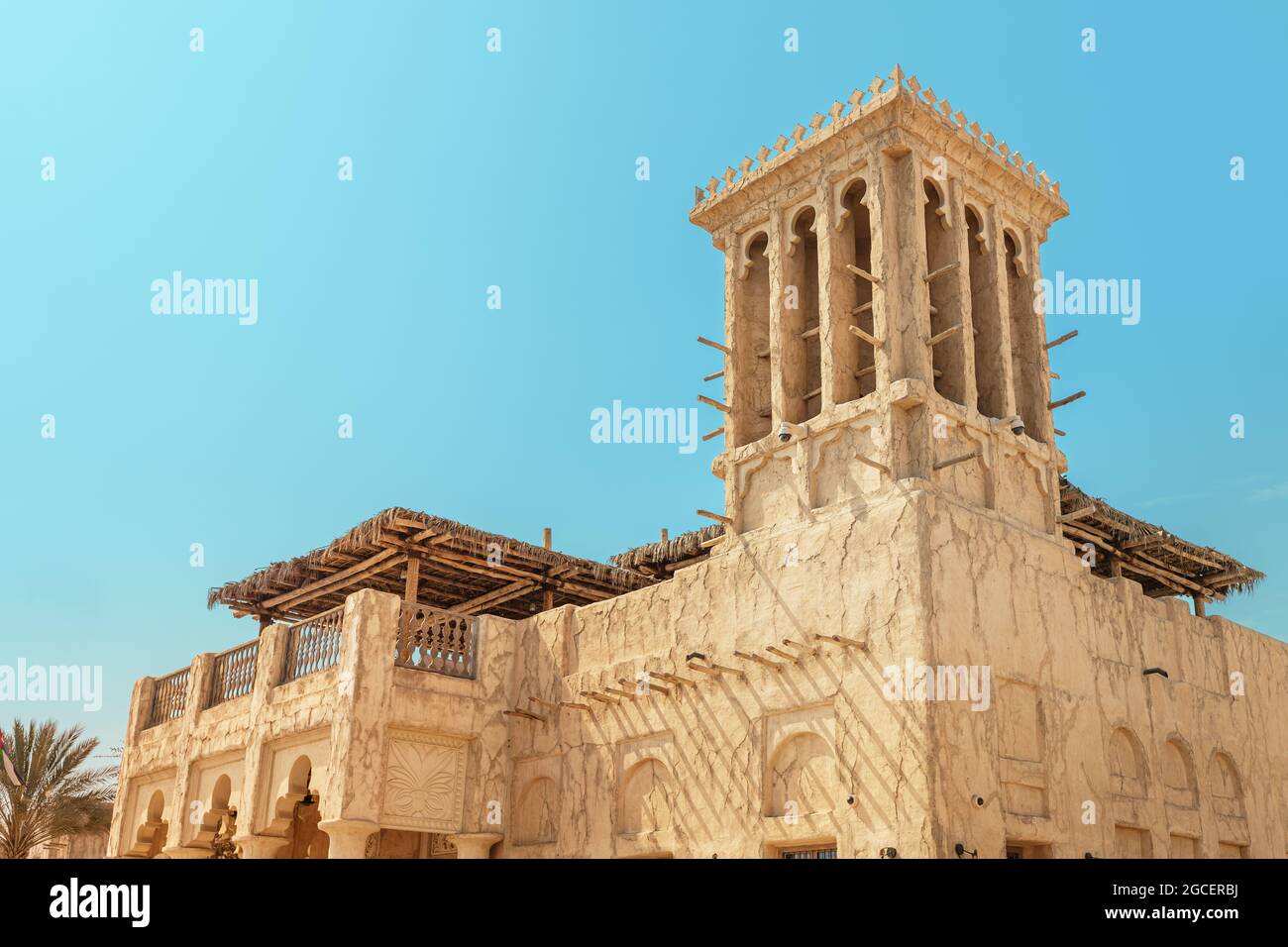 Traditional architecture of wind towers in Dubai and the UAE, used as ...