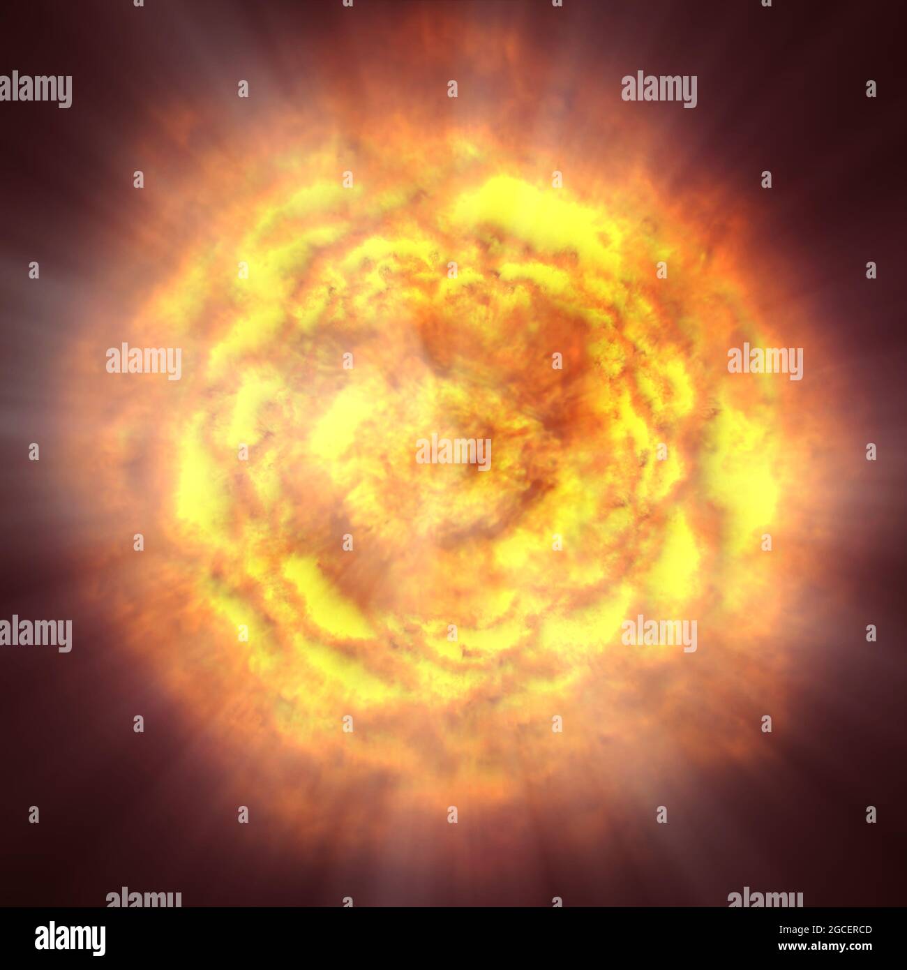 fire flame ball explosion in space, abstract illustration Stock Photo ...