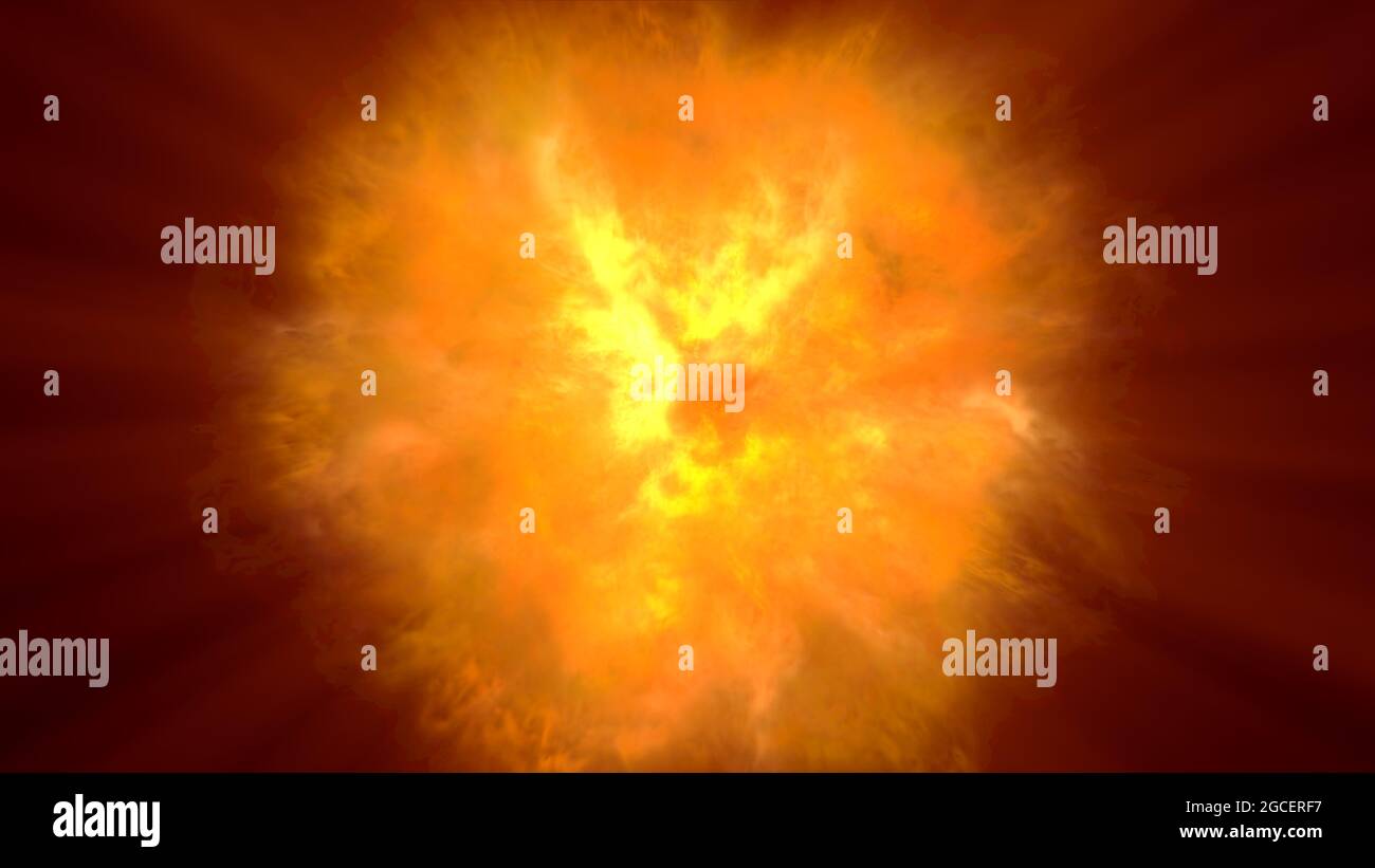 fire flame ball explosion in space, abstract illustration Stock Photo ...