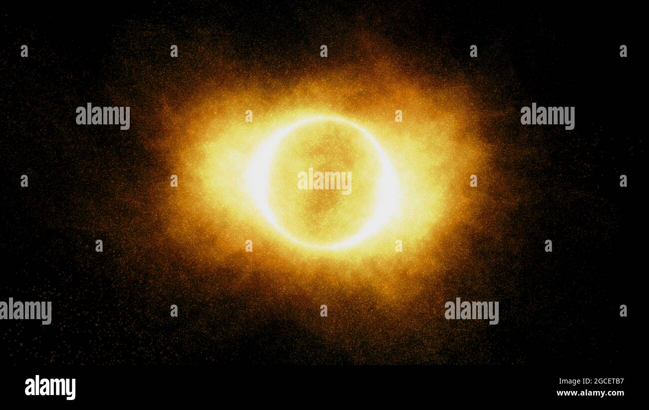 Abstract particles sun solar flare particles illustration 3d render ...