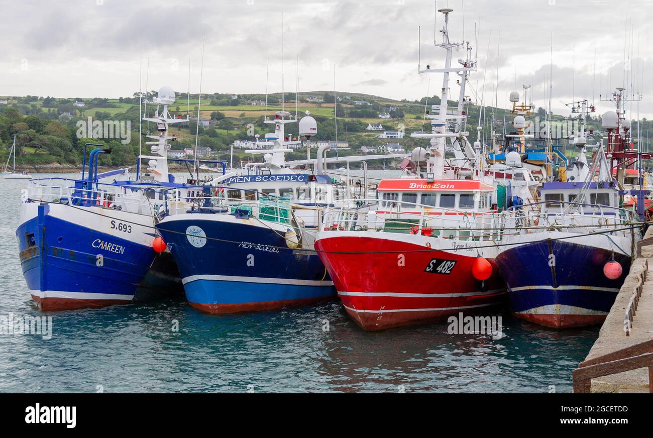 Irish Trawlers moored up on Keelbeg Pier Union Hall West Cork Ireland ...