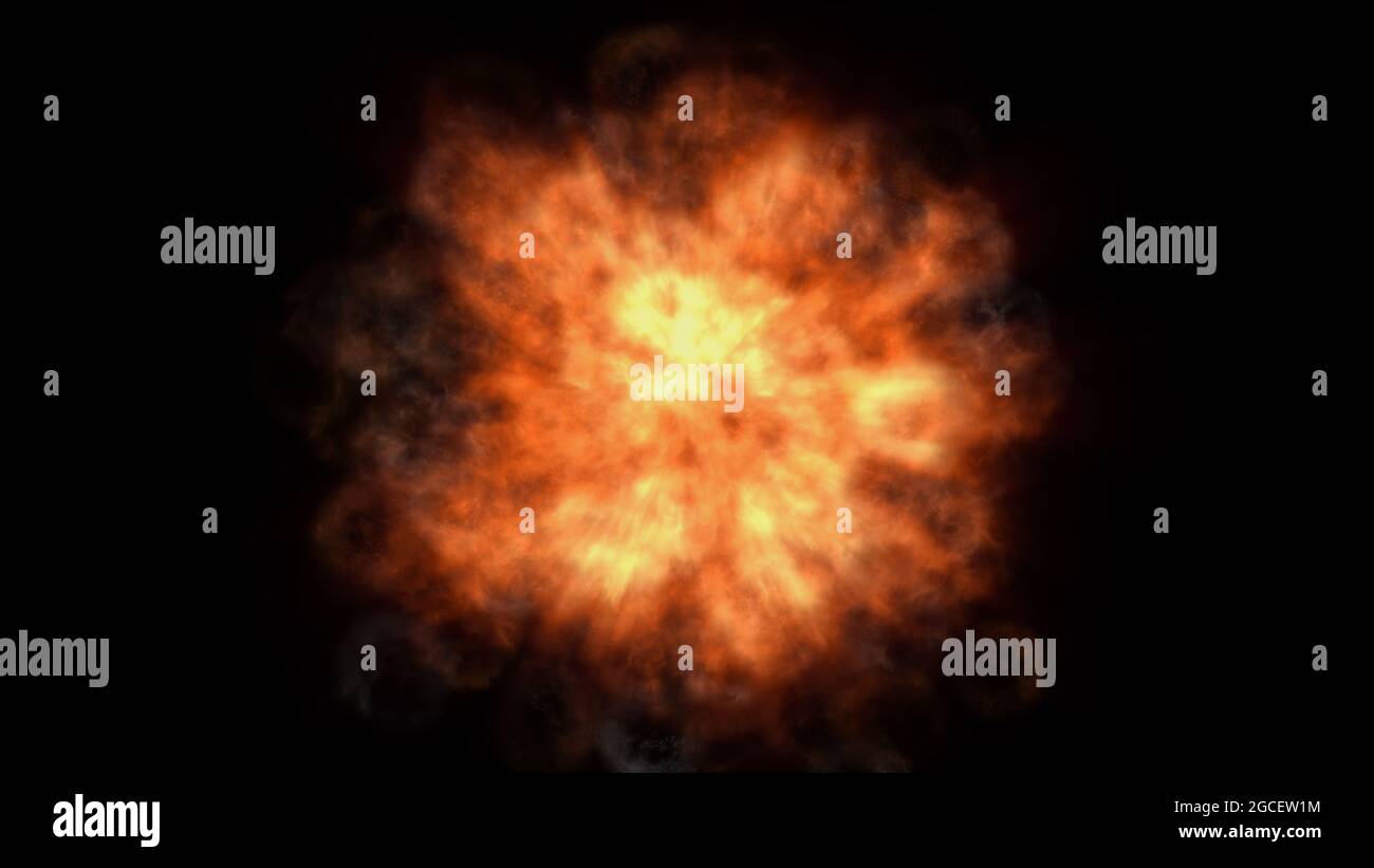 fire flame ball explosion in space, abstract illustration Stock Photo ...
