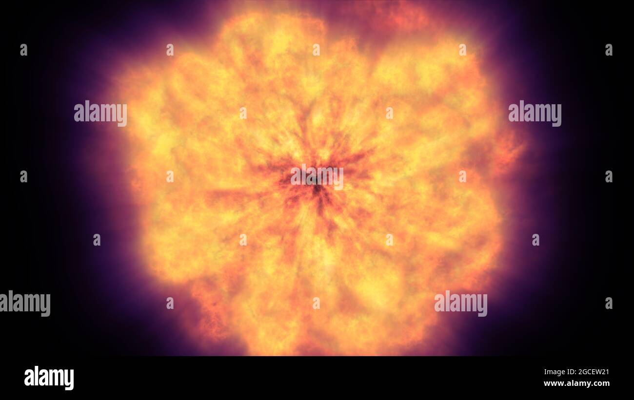 fire flame ball explosion in space, abstract illustration Stock Photo ...