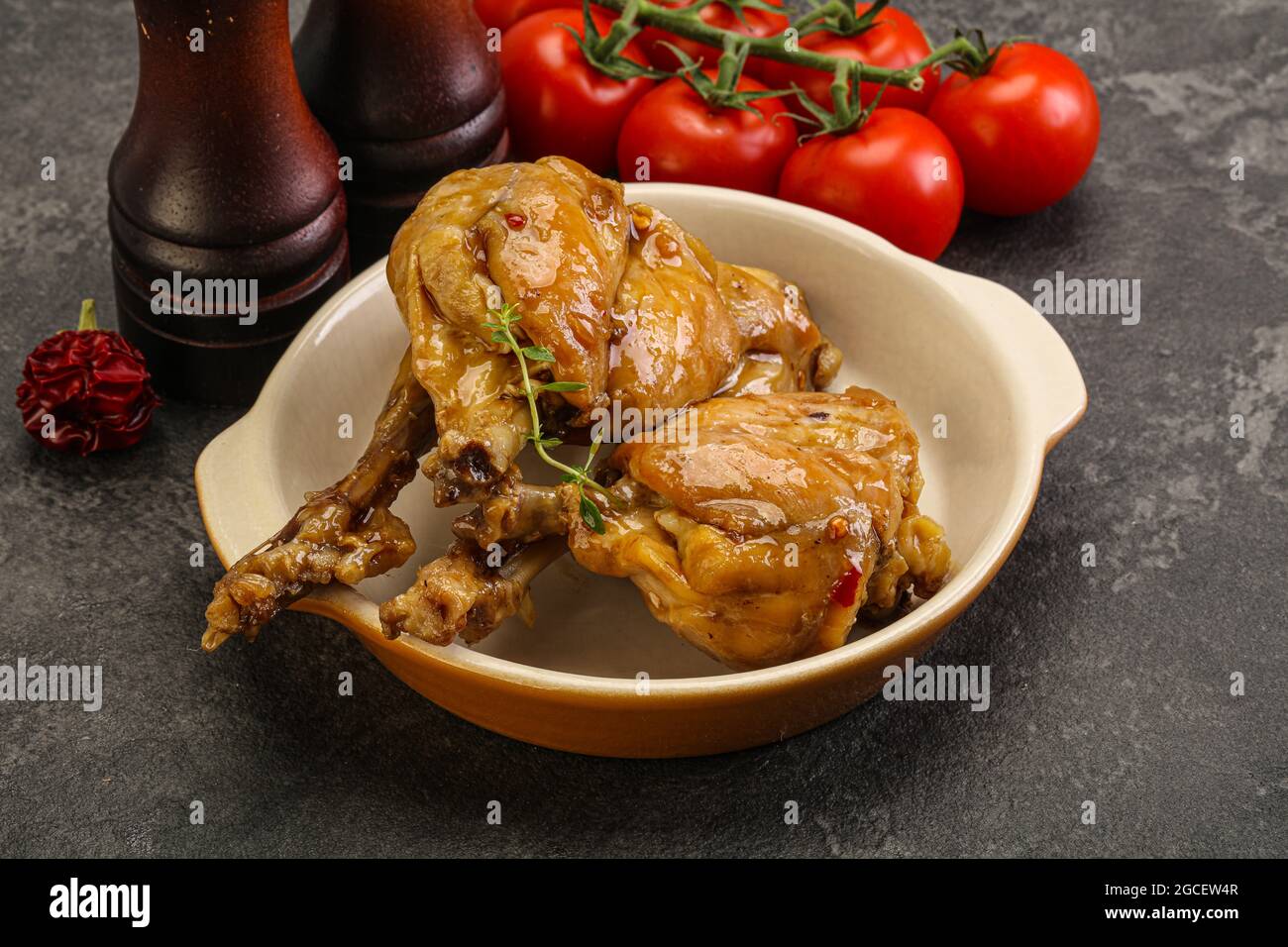 Rabbit stew in sweet and spicy sauce Stock Photo - Alamy