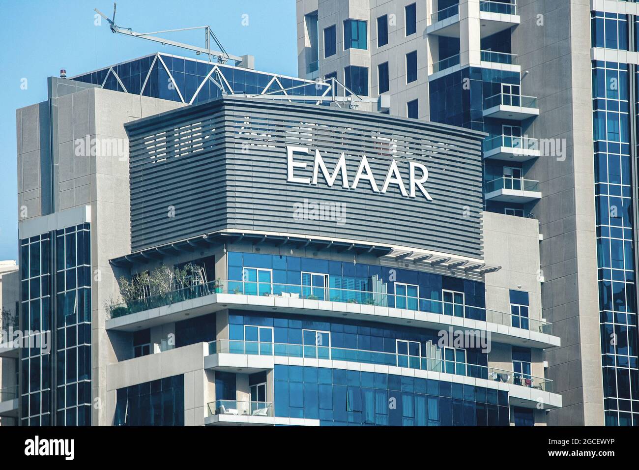 23 February 2021, Dubai, UAE: Emaar sign on a building in Dubai Stock ...