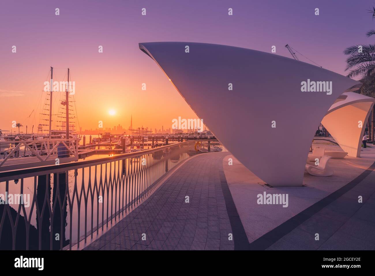 White shell arch with pearls in the new Dubai Creek Marina Harbor ...